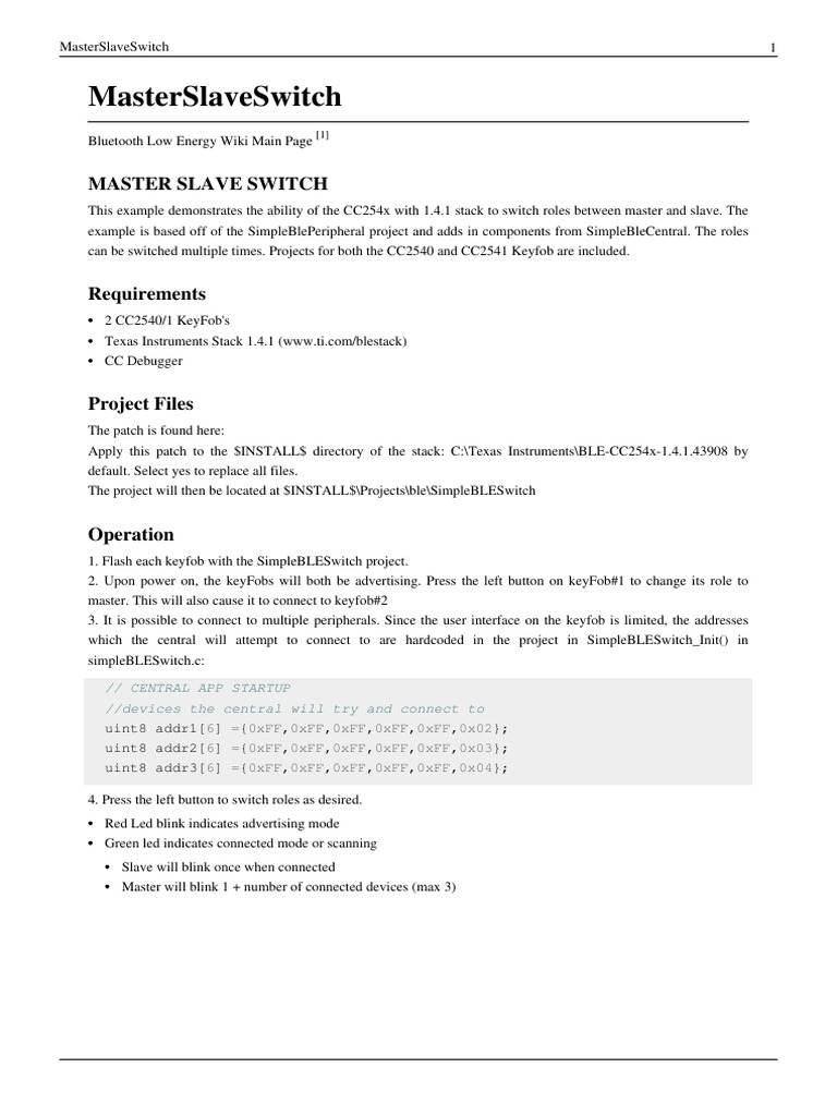 Master Slave Switch | PDF | Bluetooth | System Software