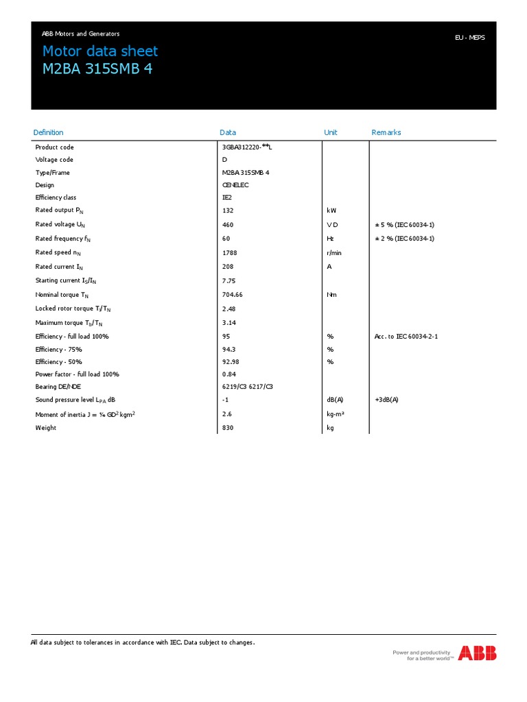 Industrial Motor Specifications | PDF