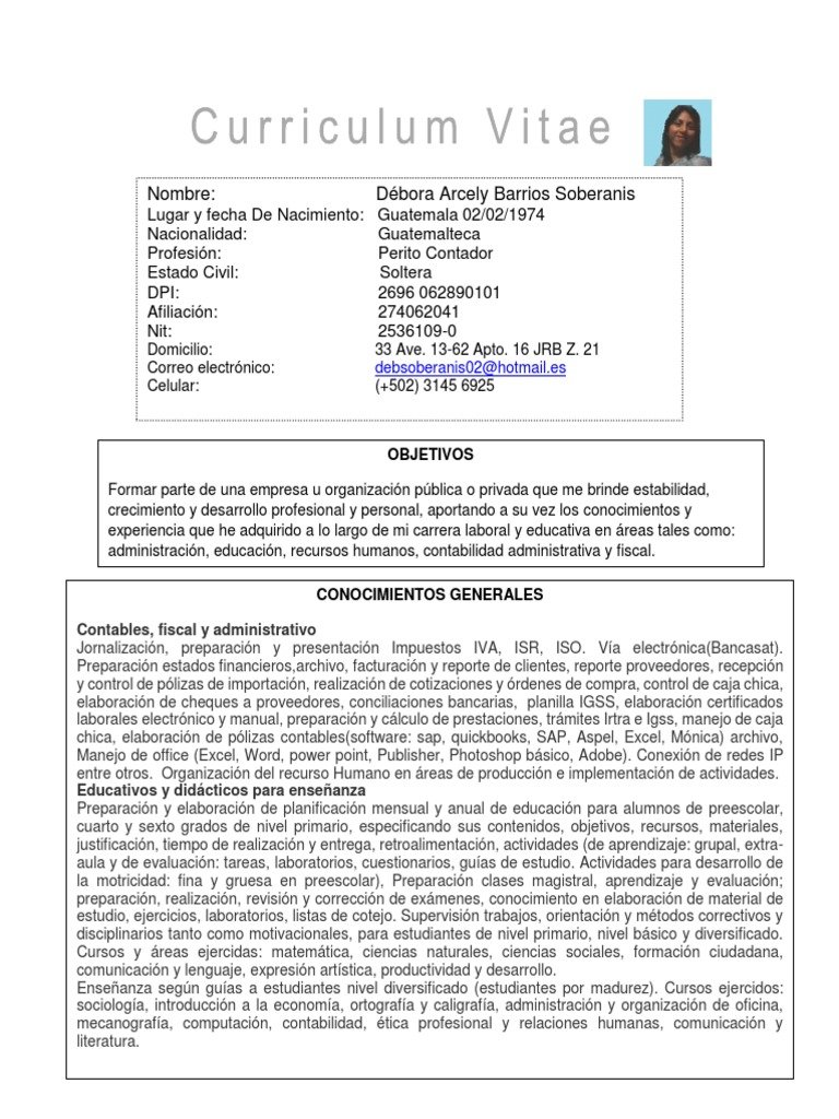 CV Completo 2017 JRB Cpresdpi | PDF | Educación primaria | Contabilidad