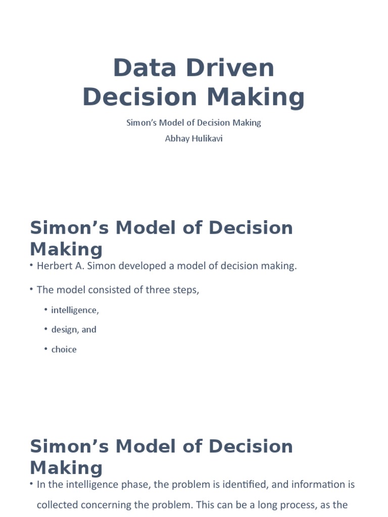 Simons Model of Decision Making V1 0 | PDF | Decision Making | Cognition