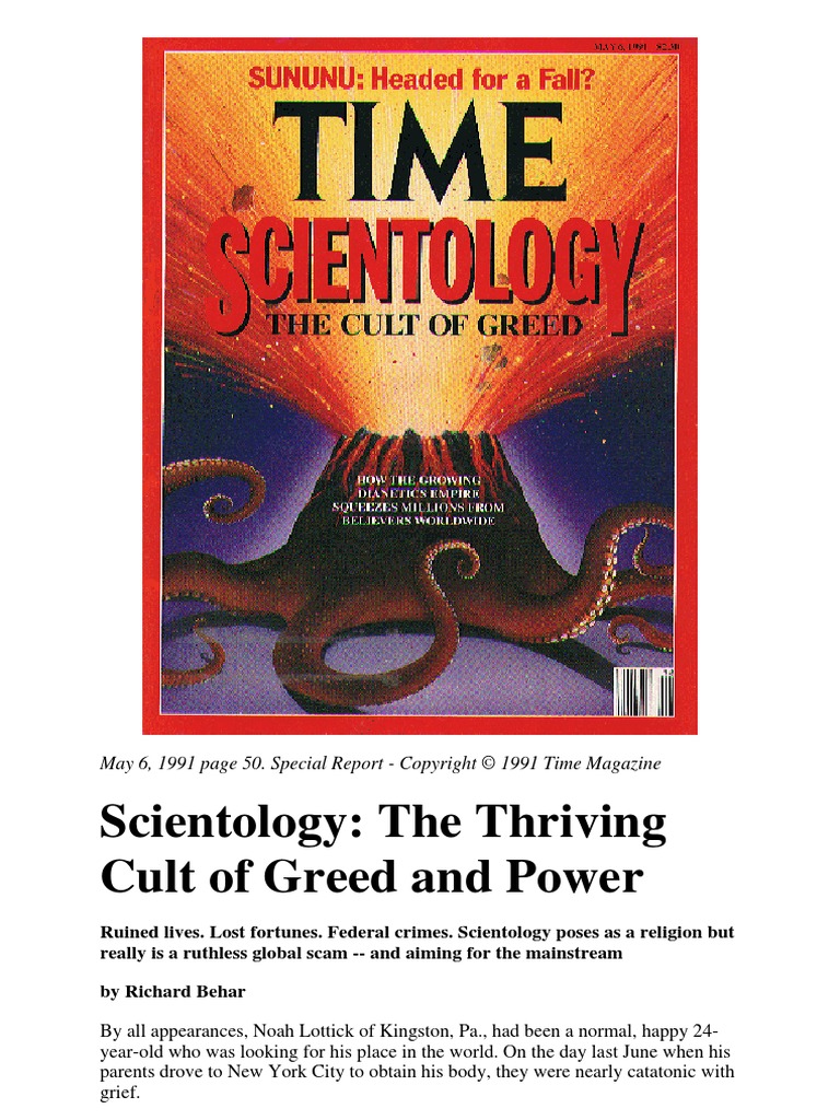 TIME Magazine - Scientology - The Thriving Cult of Greed and Power ...