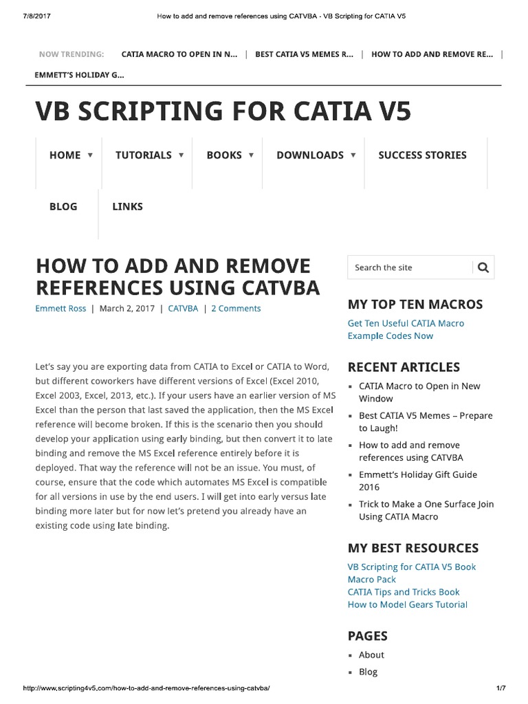 How To Add and Remove References Using CATVBA - VB Scripting For CATIA V5 | PDF