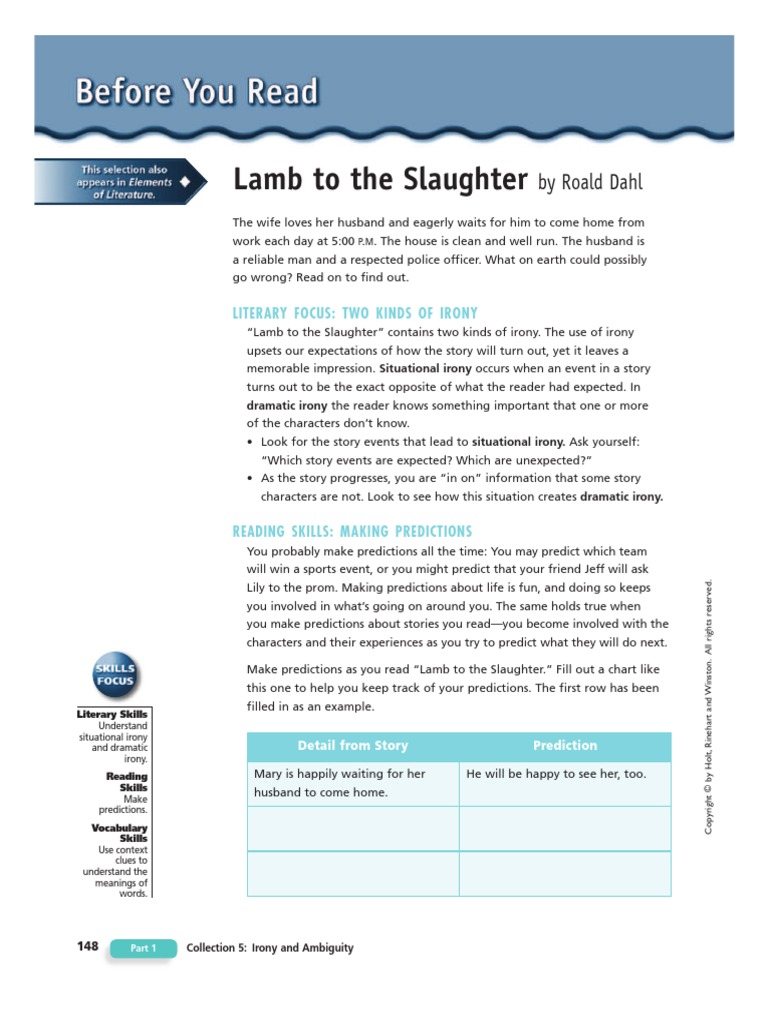 lamb to the slaughter | Irony