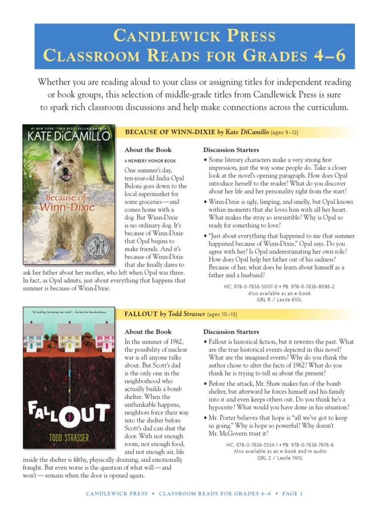 Candlewick Press Middle Grade Classroom Reads For Grades 4-6 | PDF