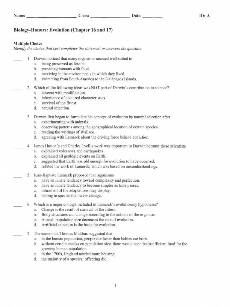 Evolution MCQ Solution PDF | PDF