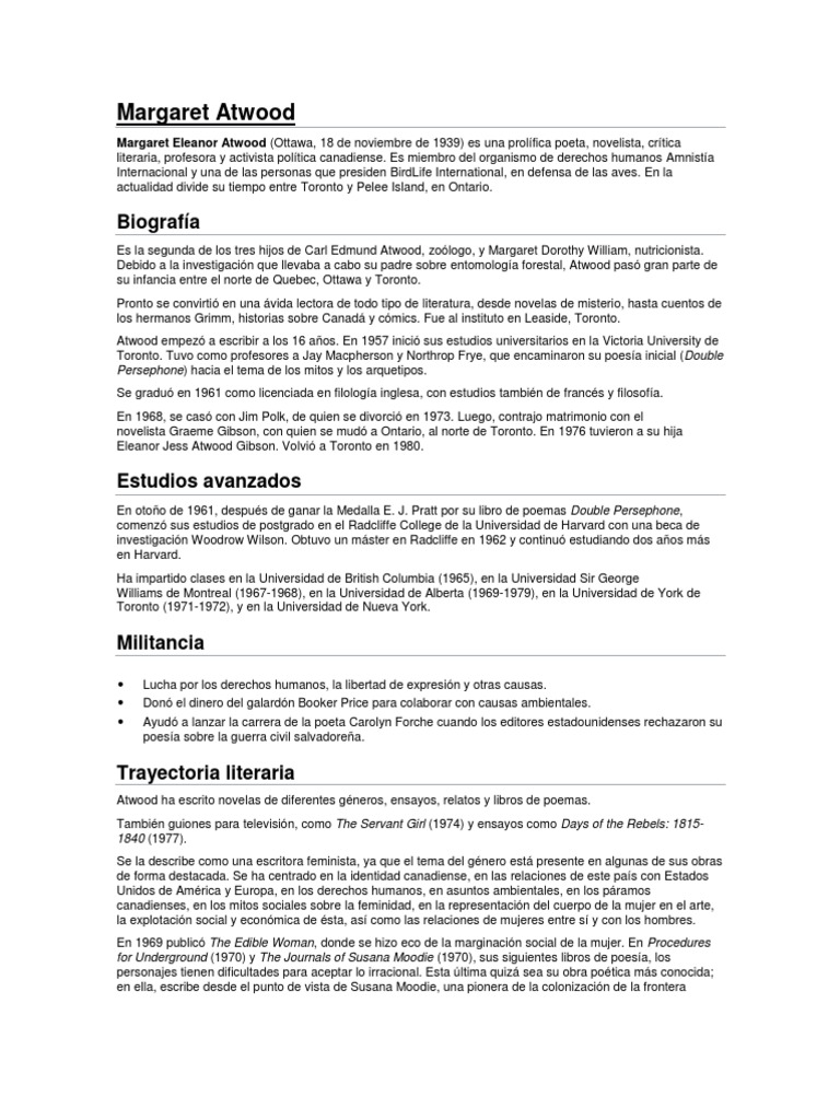 Margaret Atwood | PDF | Science | Ciencia filosófica