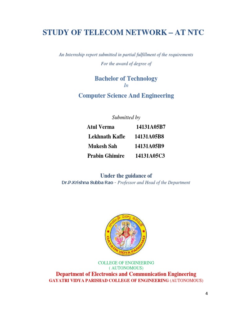 NTC Telecom Network Internship Report | PDF | Packet Switching ...