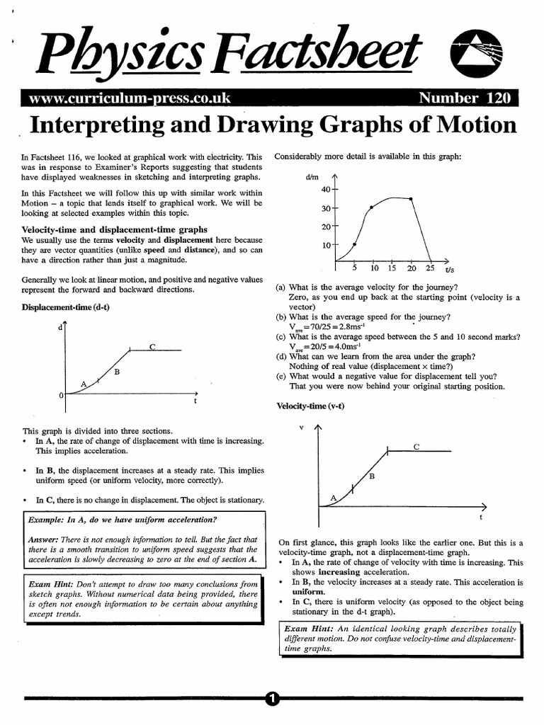 Interpreting and Drawing Graphs of Motion PDF | PDF