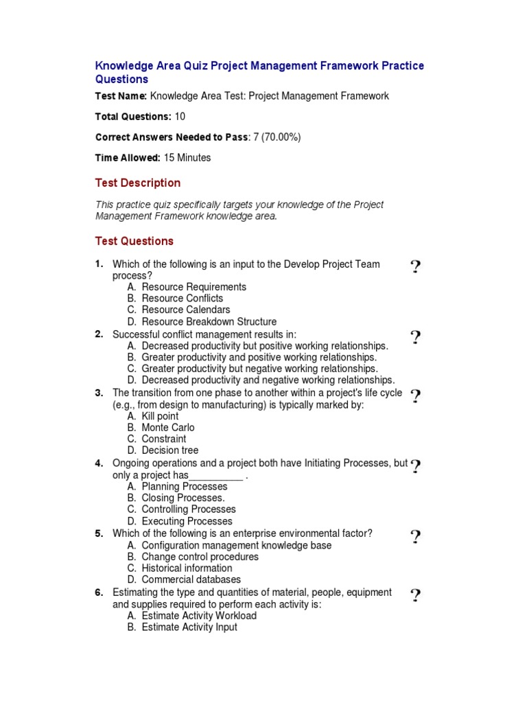 00 - PMP Exam - Knowledge Area Project Management Framework | PDF ...