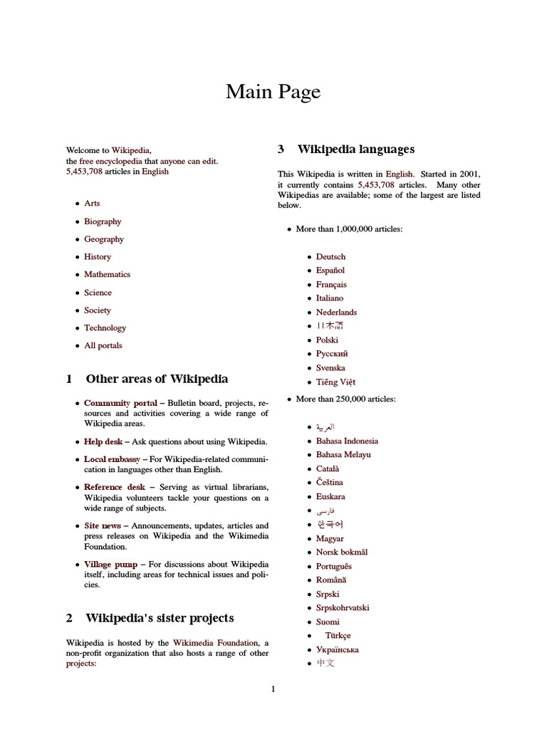 Main Page: 3 Wikipedia Languages | PDF | Wikipedia | Creative Commons ...