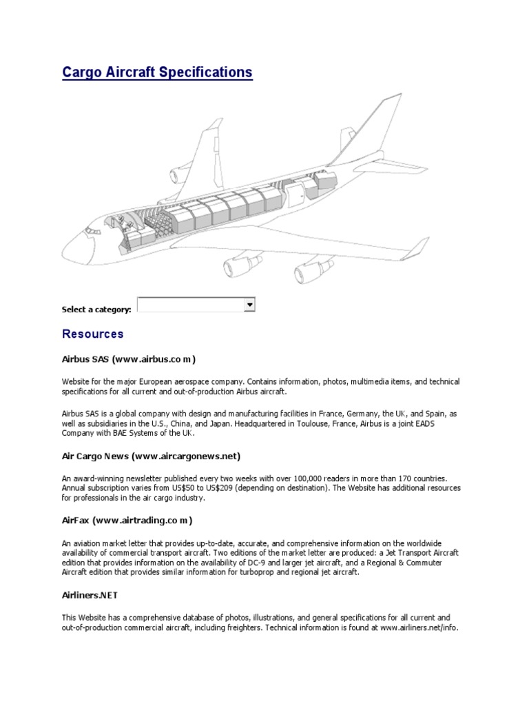 Cargo Aircraft Specifications Overview | PDF | Airbus | Aircraft