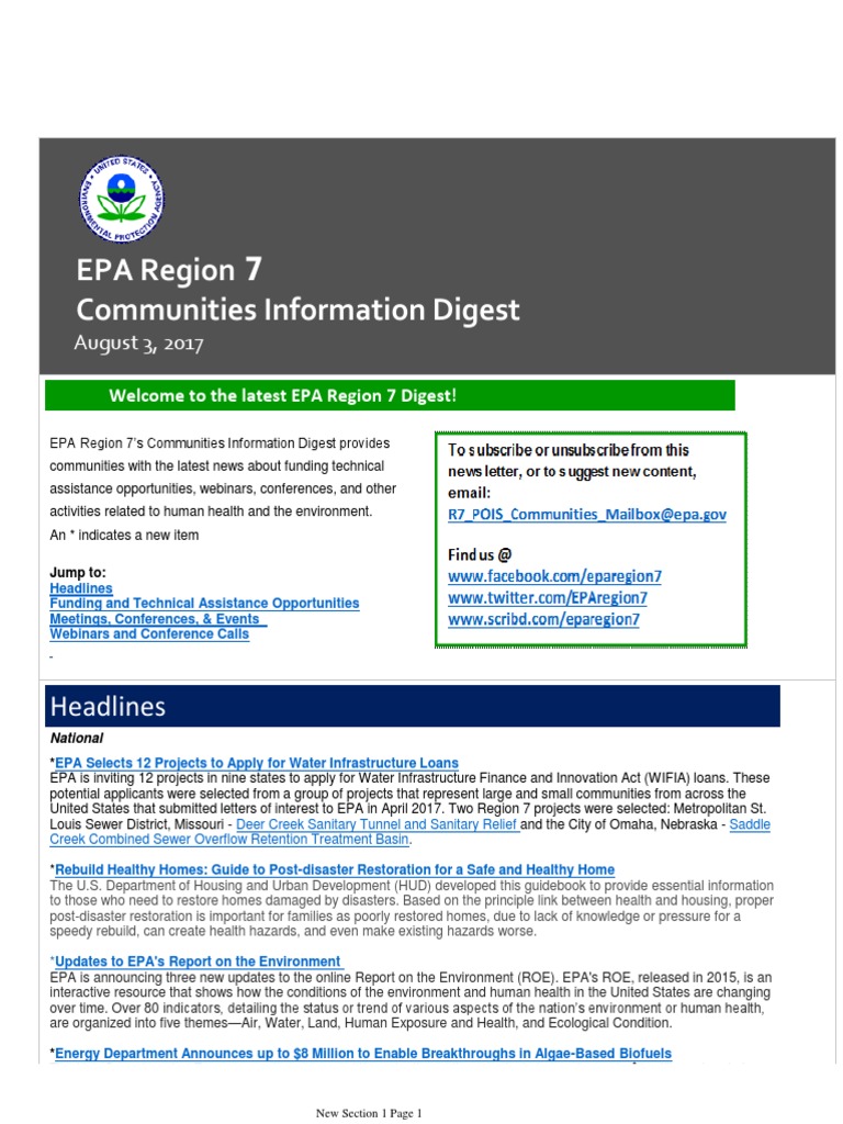 EPA Region 7 Communities Information Digest - August 3, 2017 | PDF ...
