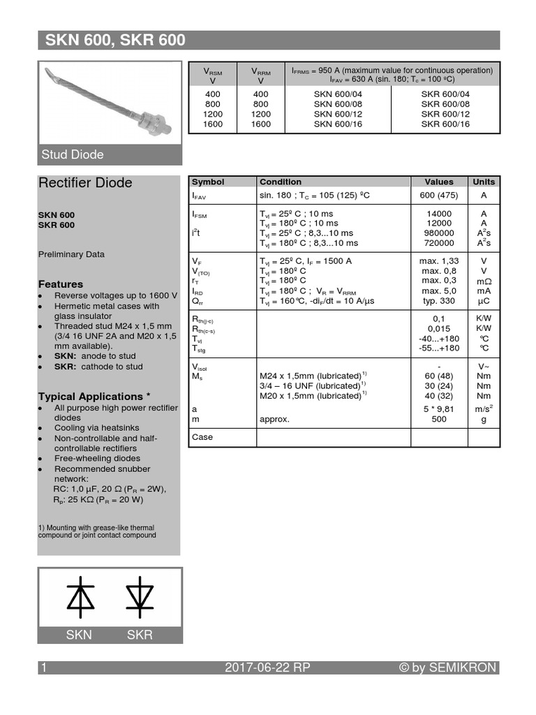 SKNR 600 Preliminary 22-06-17 | PDF | Diode | Intellectual Property