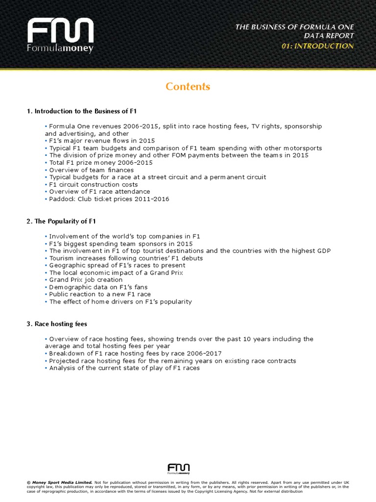 The Business of F1 Report | PDF | Formula One | Sponsor (Commercial)