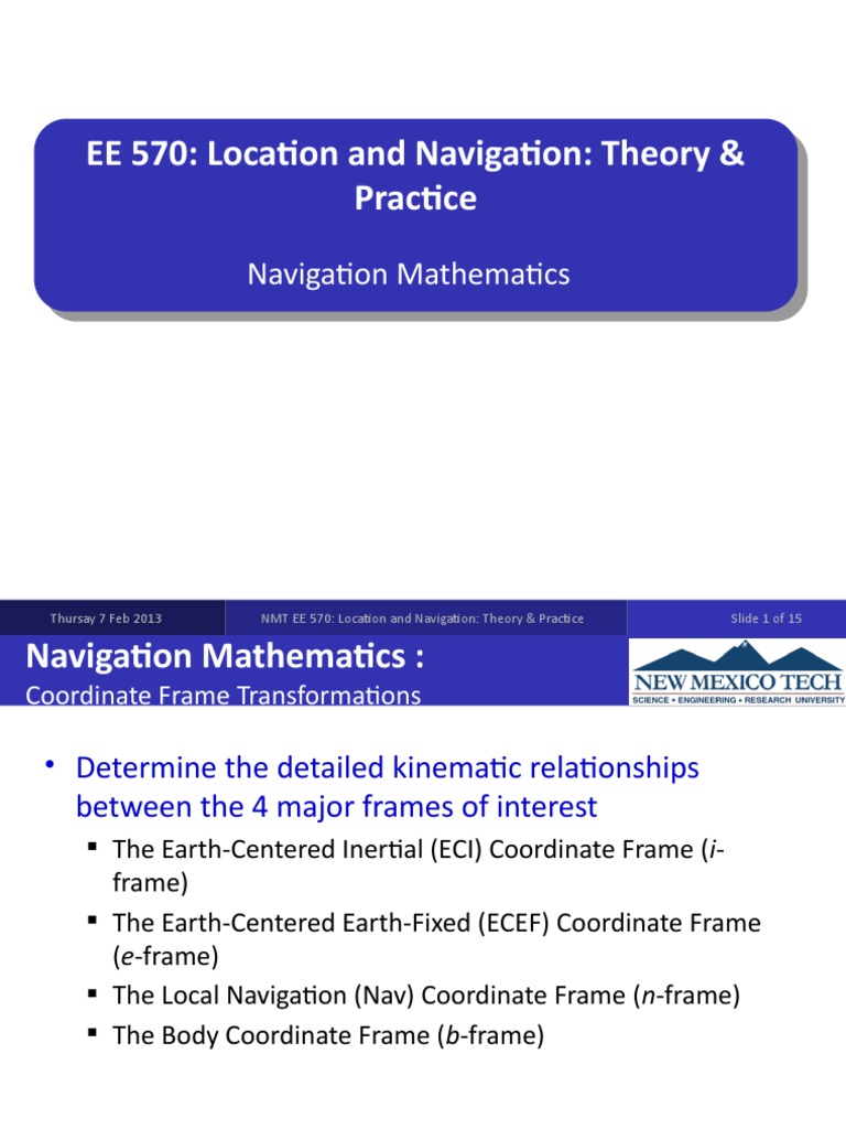 Coordinate Frames Transformations | PDF | Space | Classical Mechanics