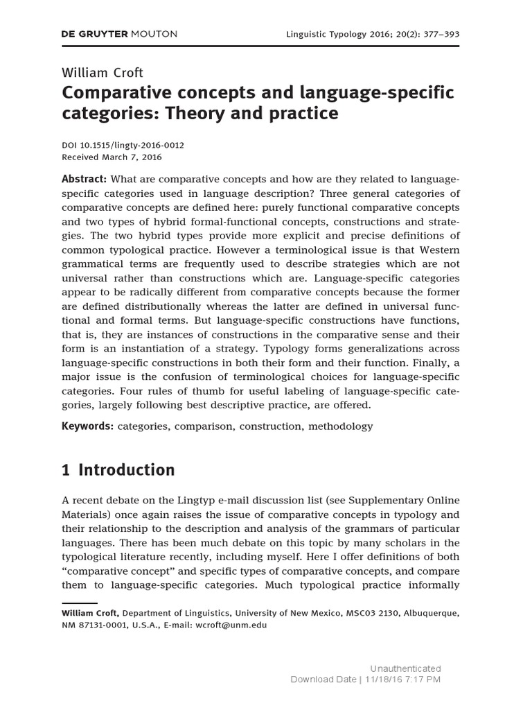 Comparative Concepts and Language-Specific Categories - Theory and ...