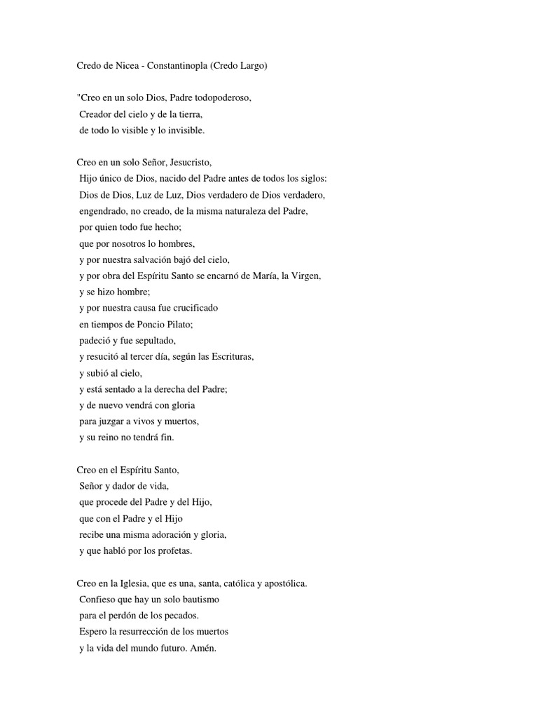 Credo de Nicea | PDF | Religiones abrahámicas | Religiones ...