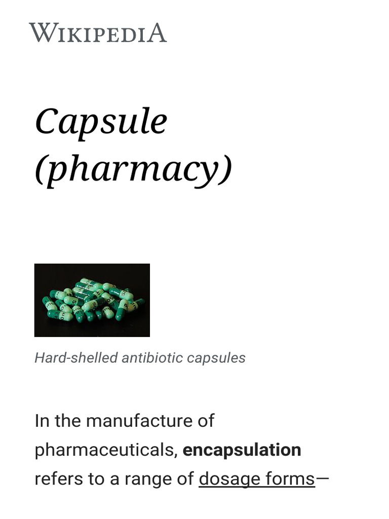 Capsule (Pharmacy) - Wikipedia | Pharmacology | Pharmacy