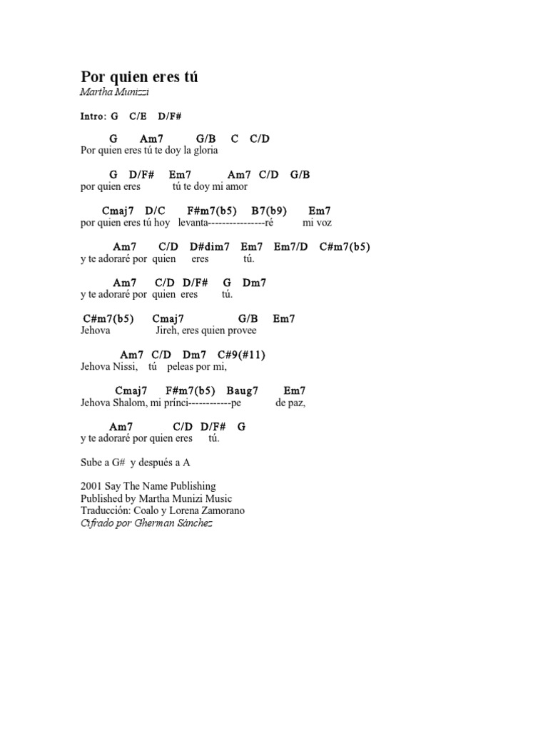 Por Quien Eres Tu CHART | PDF