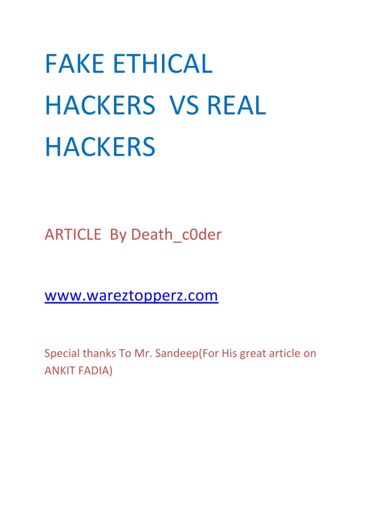 Fake Ethical Hackers Vs Real Hackers | PDF | Security Hacker | Computer ...
