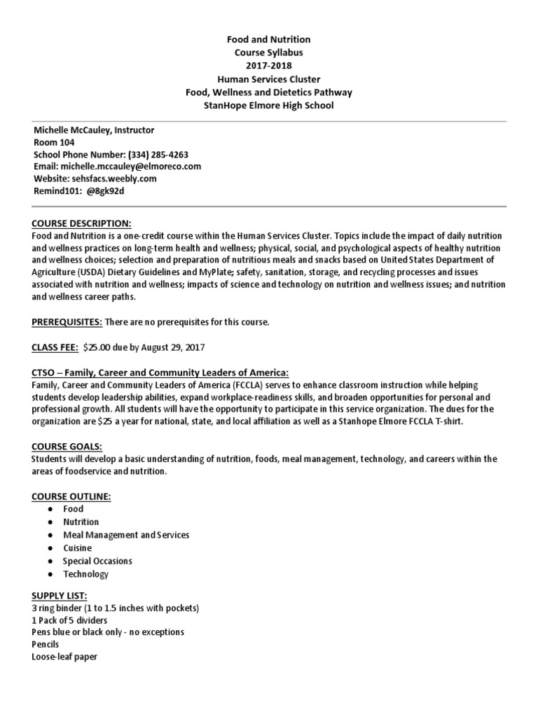 syllabus food and nutrition 2017 -18 | Foods | Nutrition