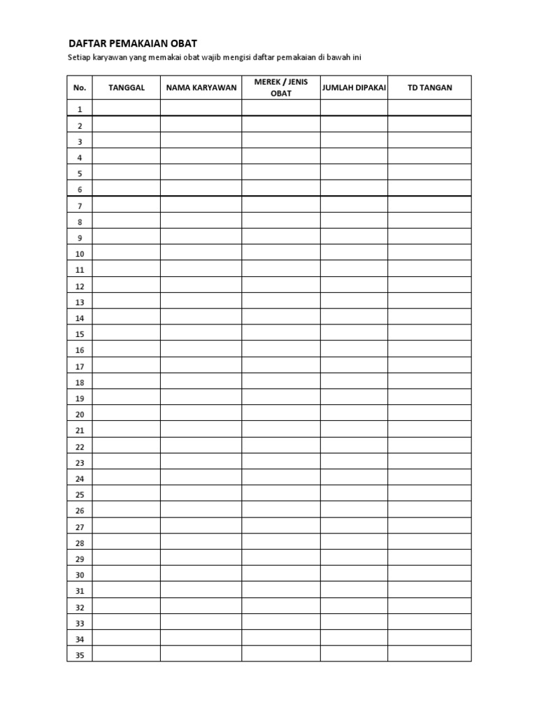 Daftar Stok Obat Dan Pengambilan | PDF