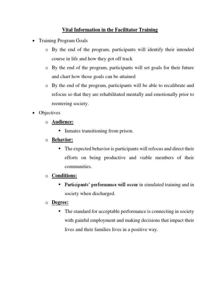 Training Program Goals and Objectives | PDF