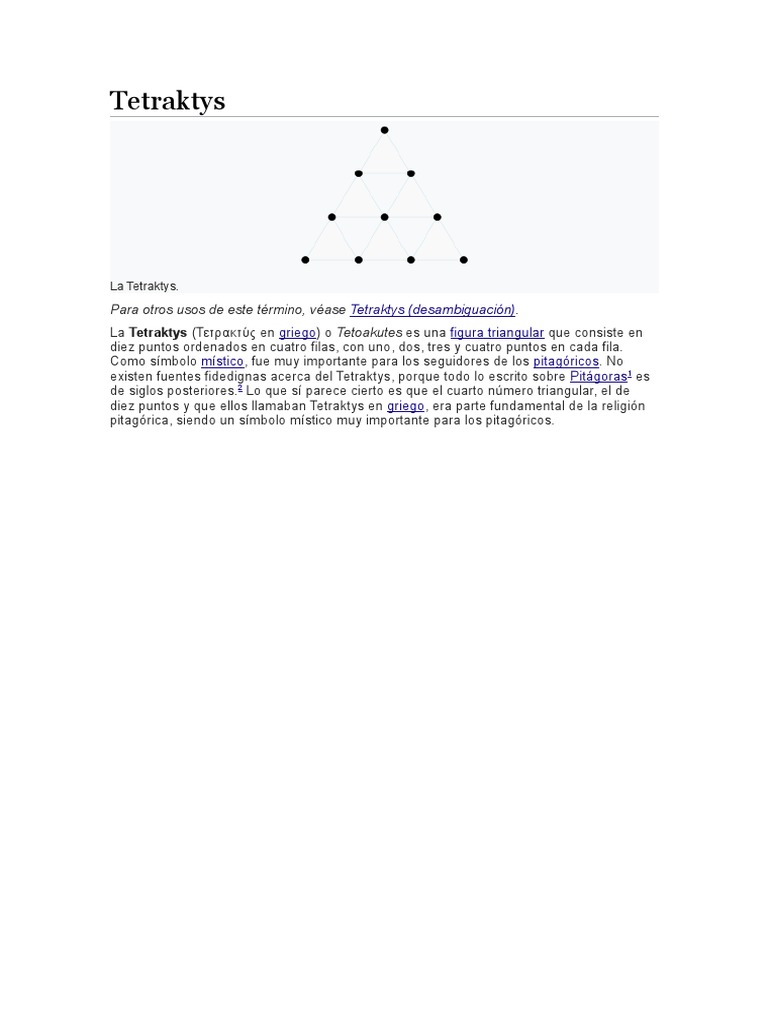Tetraktys: Símbolo Místico Pitagórico | PDF | Filosofía