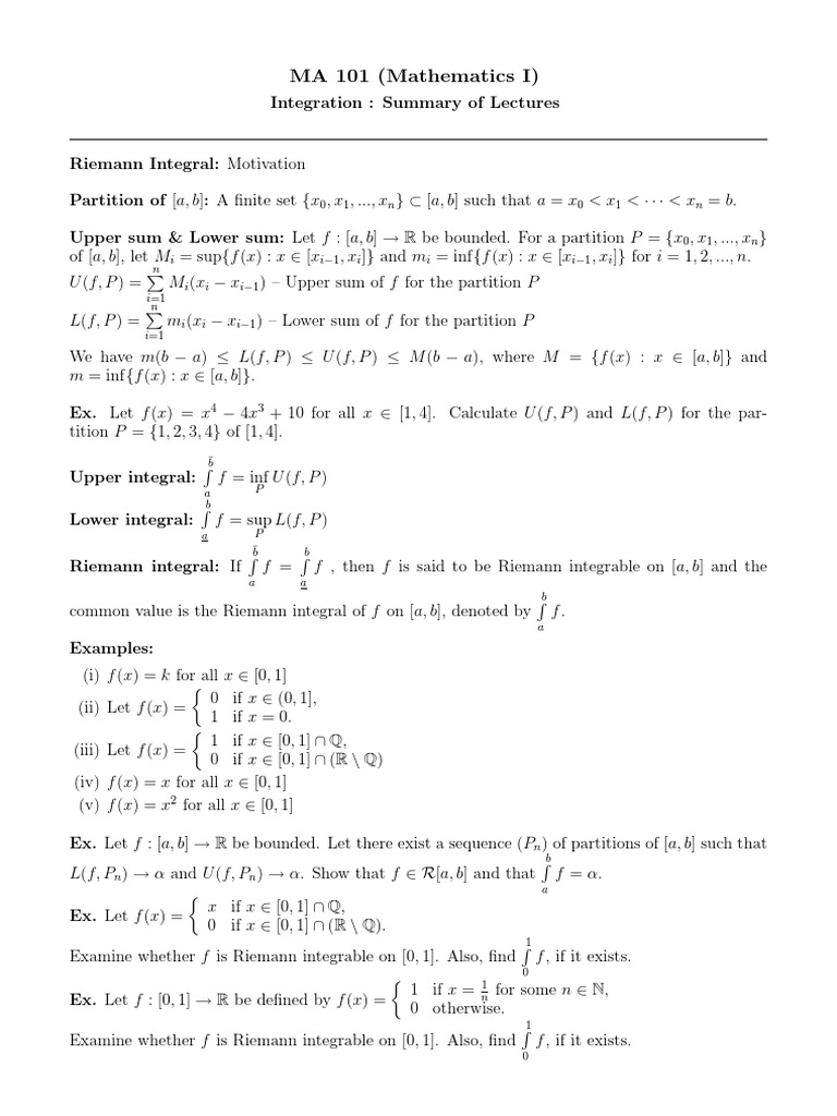 MA 101 (Mathematics I) | PDF | Integral | Calculus