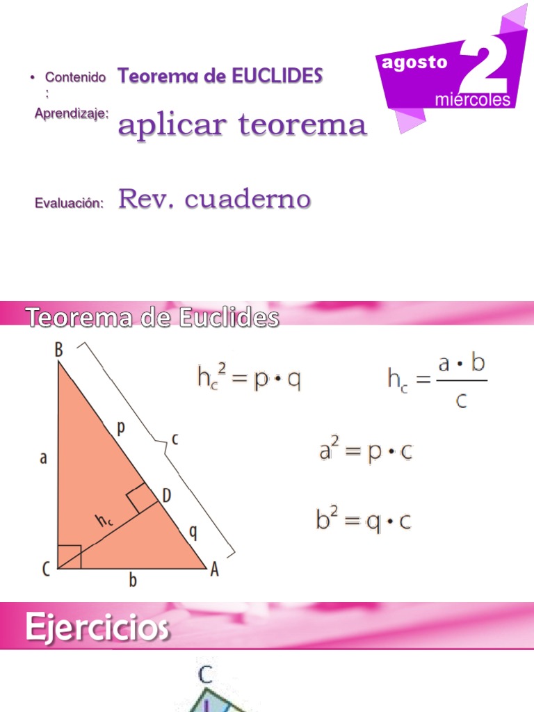 35 EJERCICIOS Teorema de Euclides | PDF