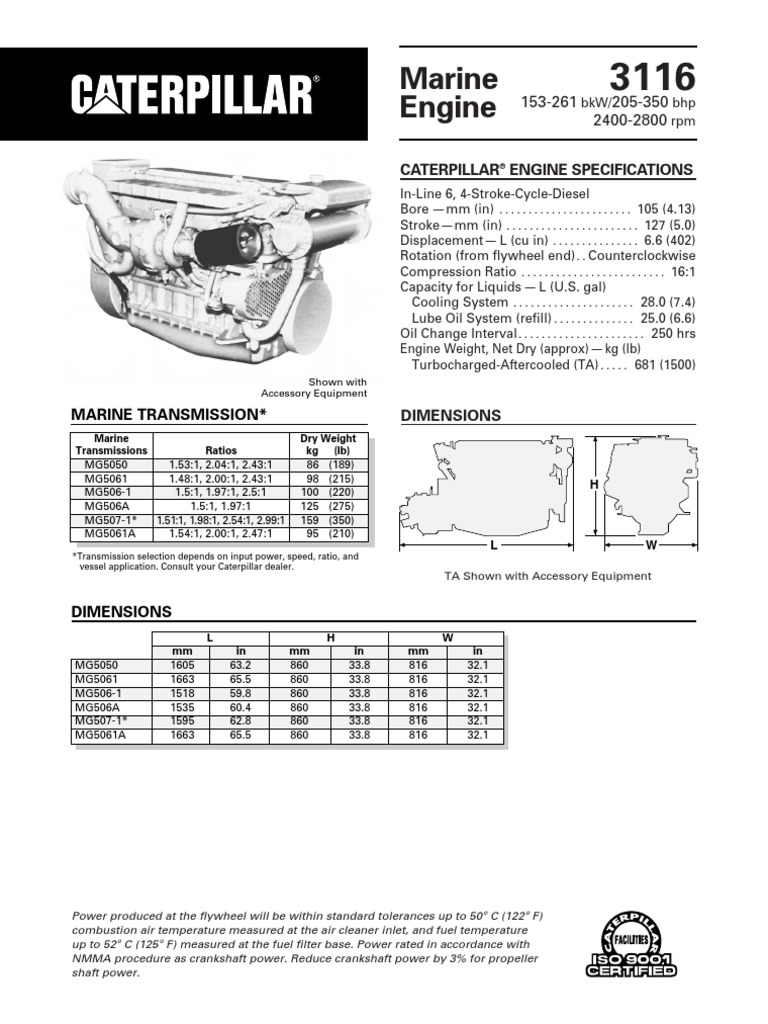 Cat 3116 Propulsion PDF | PDF | Horsepower | Engines