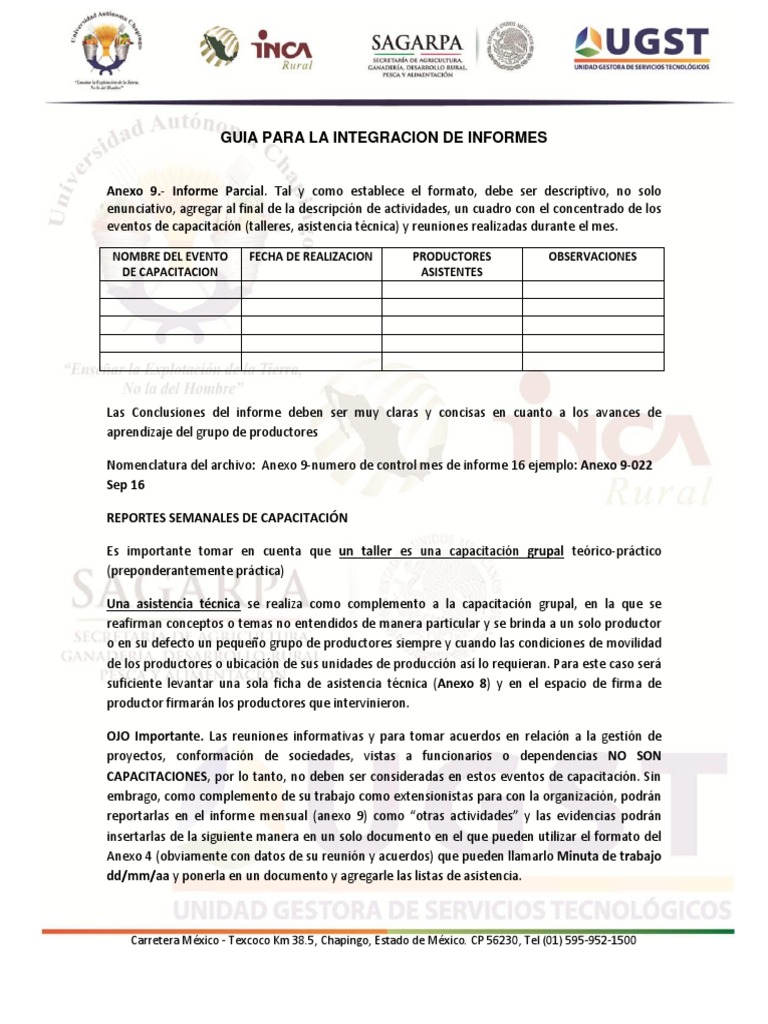 Guia Para La Integracion de Informes (1) Guia Para La Integracion de Informes (1)