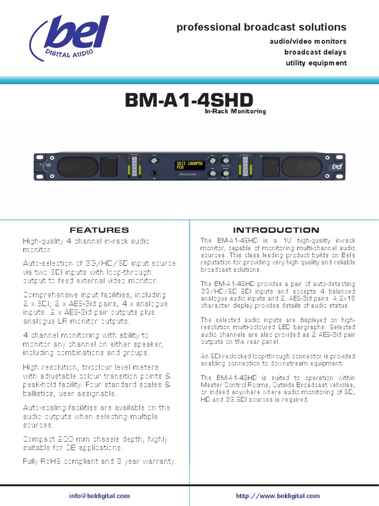 Bel Brochure BM-A1-4SHD 2015 | PDF | Computer Monitor | Decibel