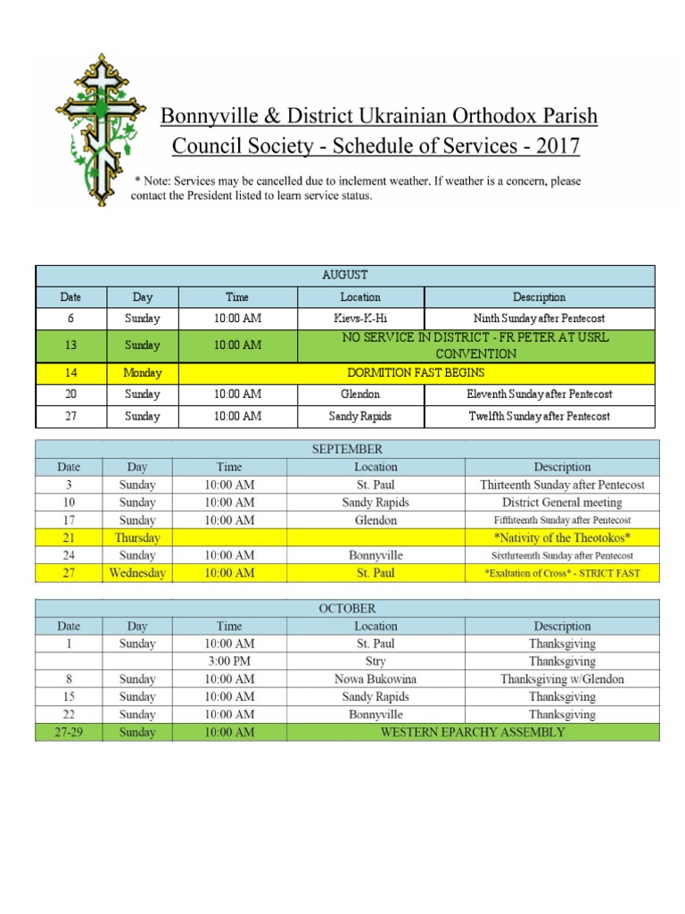 Revised Schedule Aug17 | PDF