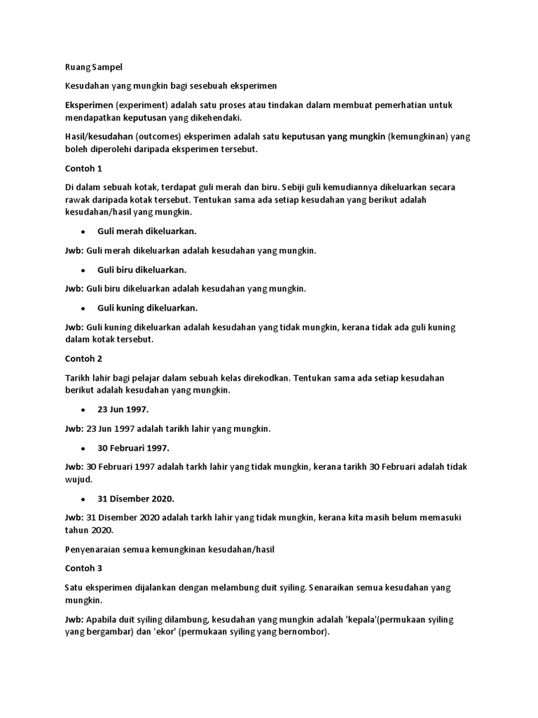 Ruang Sampel dan Probabilitas | PDF | Metode & Bahan Ajar