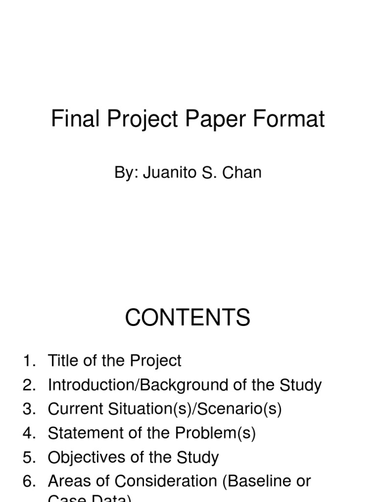 Final Project Paper Format: By: Juanito S. Chan | PDF