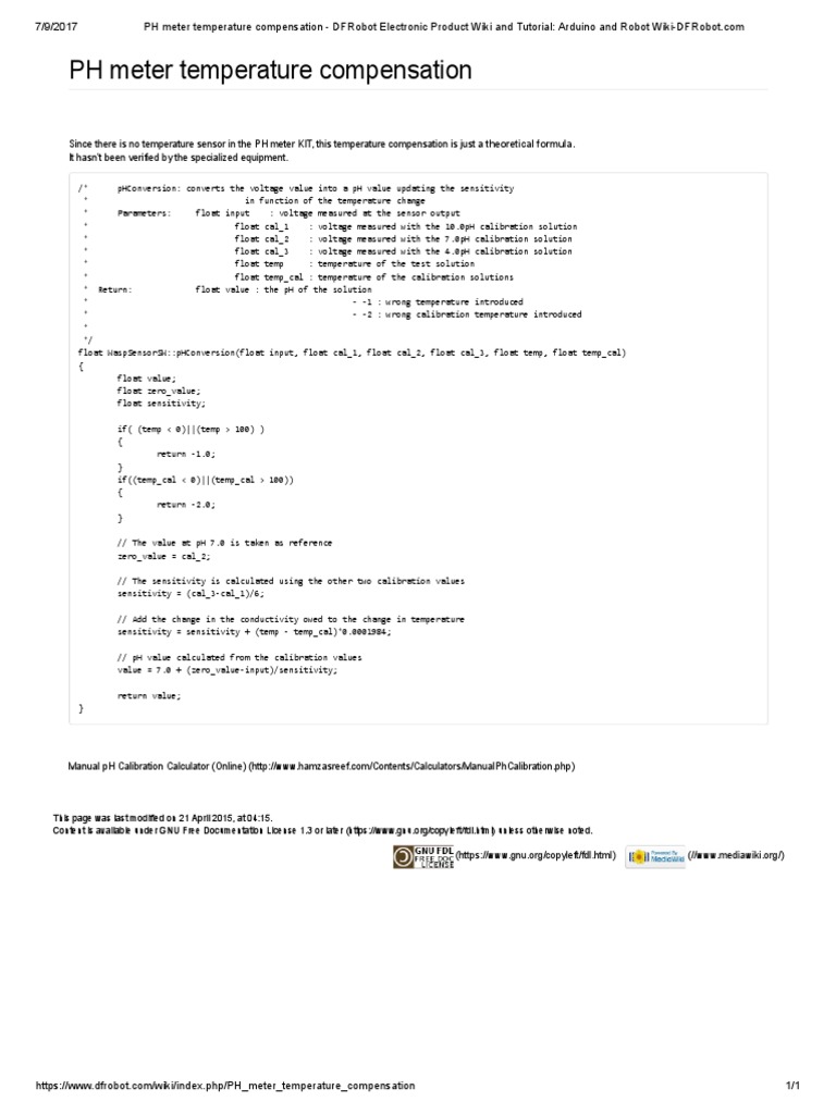 PH Meter Temp Compensation Guide | PDF | Ph | Sensor
