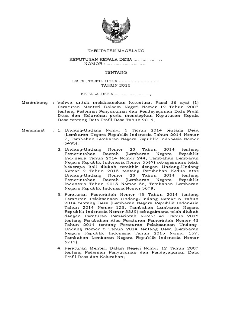 SK Kades Profil Desa | PDF