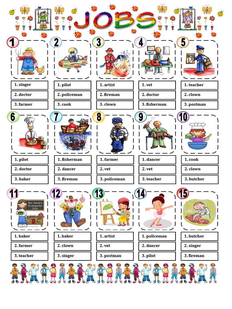 Jobs Multiple Choice Fun Activities Games - 1239 | PDF