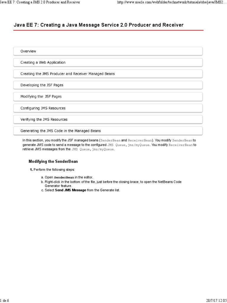 Java EE 7 - Creating A JMS 2 | PDF | Java (Programming Language) | Java ...