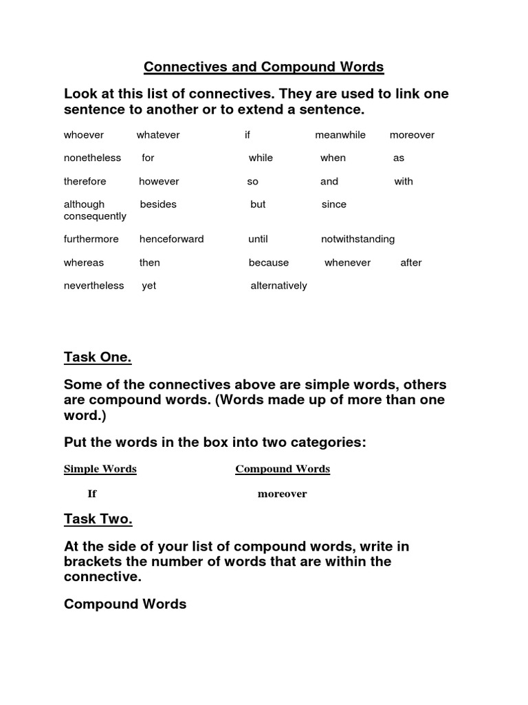 Connectives and Compound Words | PDF