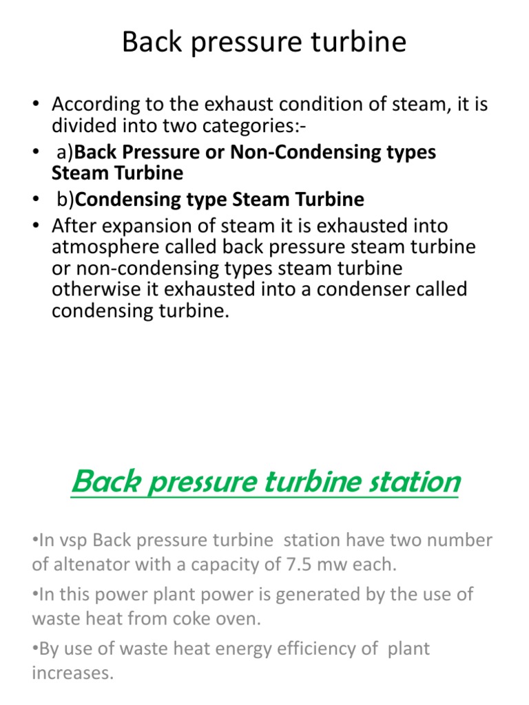 Back Pressure Turbine | PDF