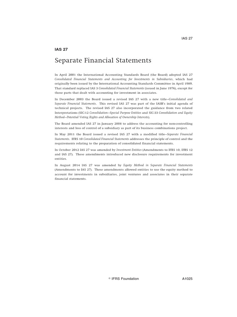27-Separate Financial Statements PDF | PDF | International Financial ...