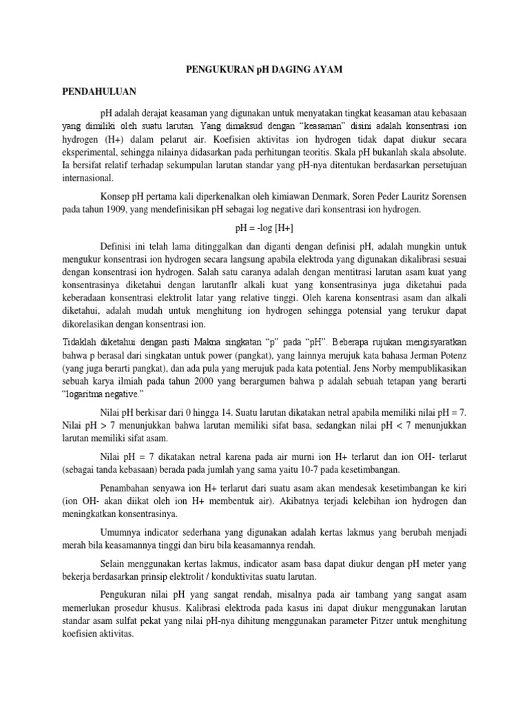 Pengukuran pH Daging Ayam Segar dan Busuk | PDF