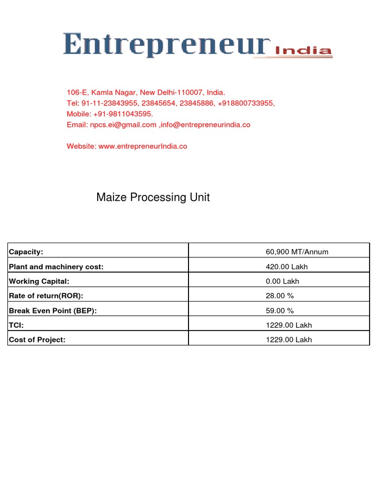 Maize Processing Unit 1 | PDF | Corn Starch | Maize