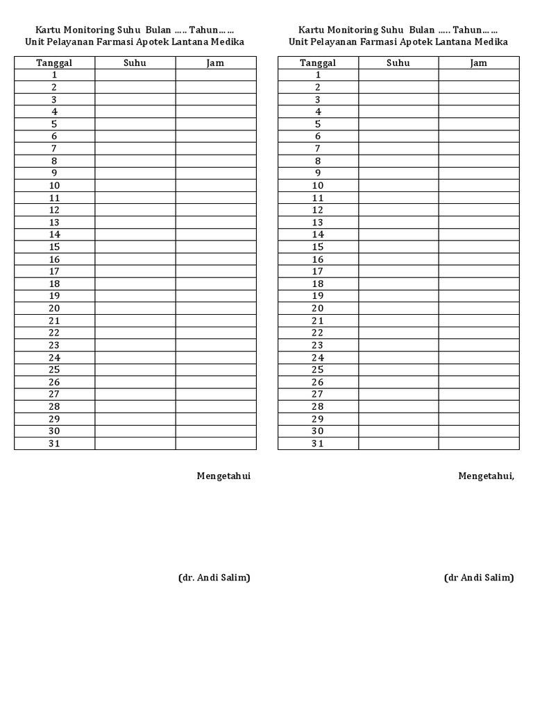 Kartu Monitoring Suhu | PDF