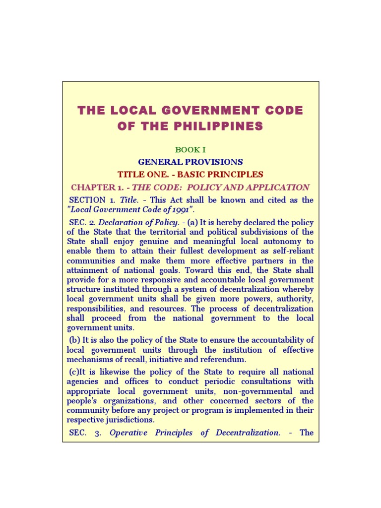The Local Government Code | PDF | Social Science | Law