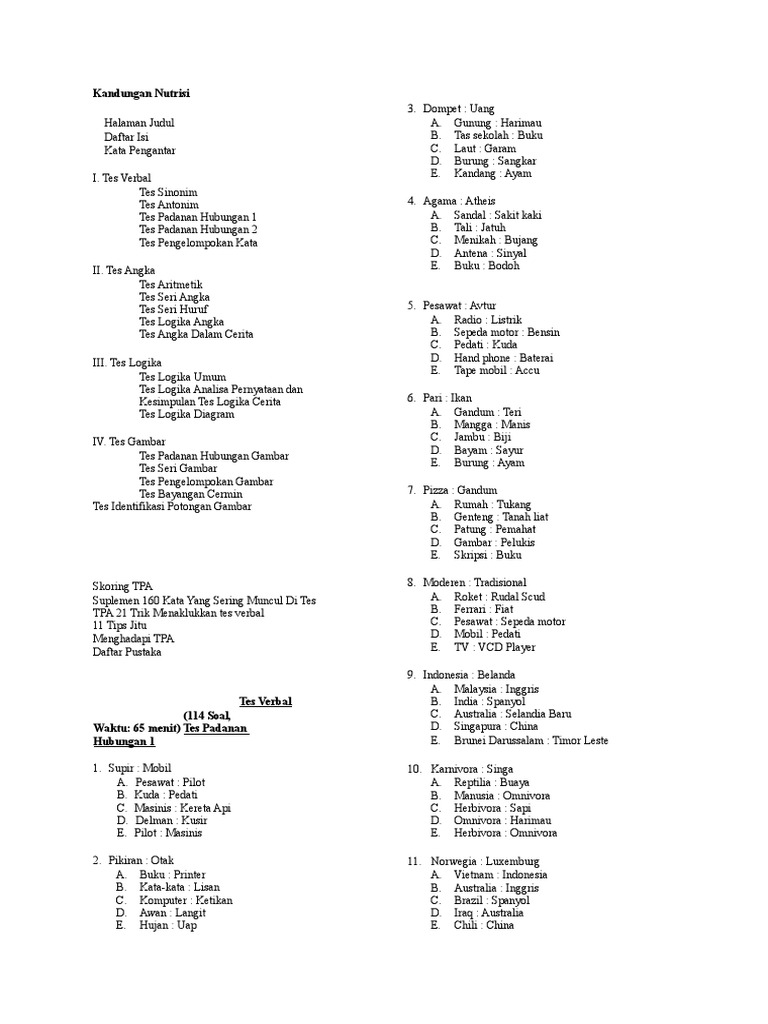 Ujian TPA | PDF