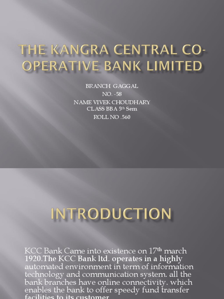 The Kangra Central Co-Operative Bank Limited | PDF