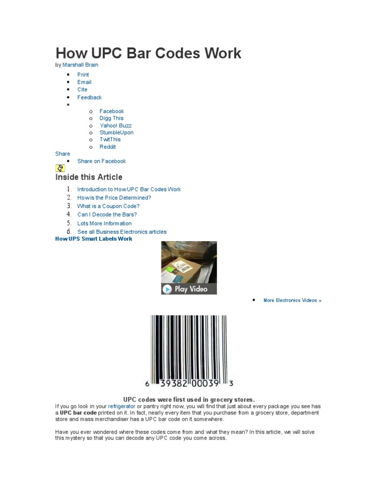 How UPC Bar Codes Work | Download Free PDF | Barcode | Universal ...